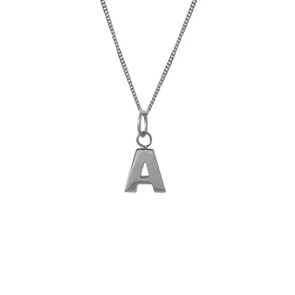 EDGE ONLY Letter Pendant "a" Initial Necklace Sterling - Silver