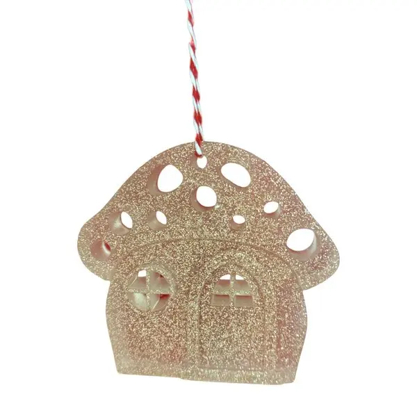 BY SHAX Chunky Mushroom House Reindeer Ornat - Gold