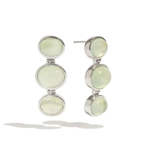 STONE FRUIT Silver And Prehnite Drop Earrings - Silver/green