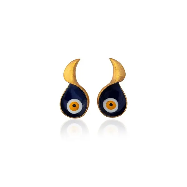 MILOU JEWELRY Navy Evil Eye Earrings - Blue