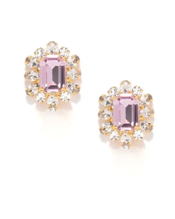 THE PINK REEF Europe Crystal Stud In Light Rose - Pink