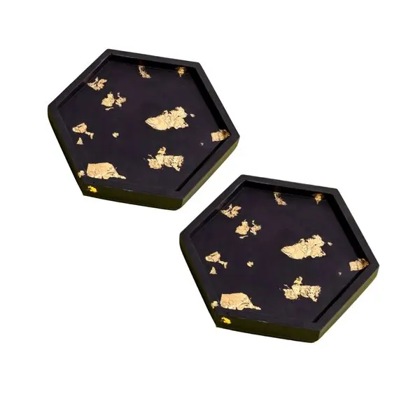 BY SHAX Hex Panther Gold Flake Tray Pair - Black