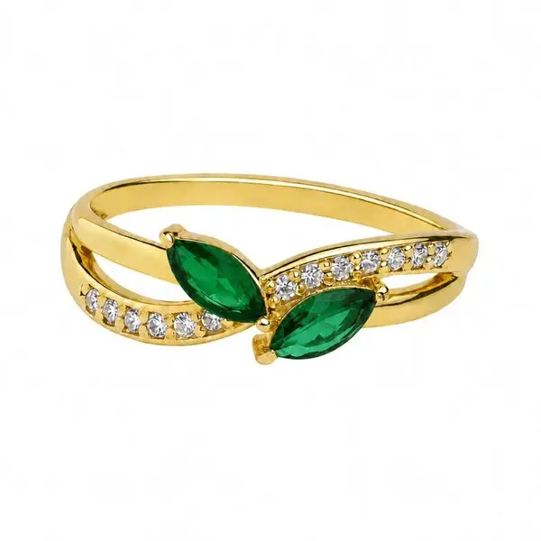 BELINDA JEWELZ Gold / Green Emerald Marquise Bypass Birthstone Ring - Gold/green