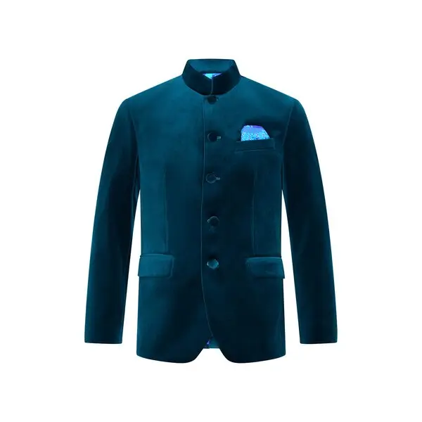 BEATRICE VON TRESCKOW Teal Mughal Velvet Jacket - Blue