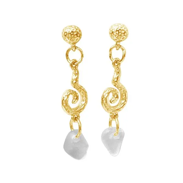 GLASSTYK Skumspiral Earrings Gold - White