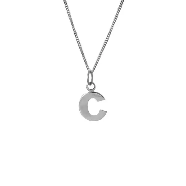 EDGE ONLY Letter Pendant "c" Initial Necklace Sterling - Silver