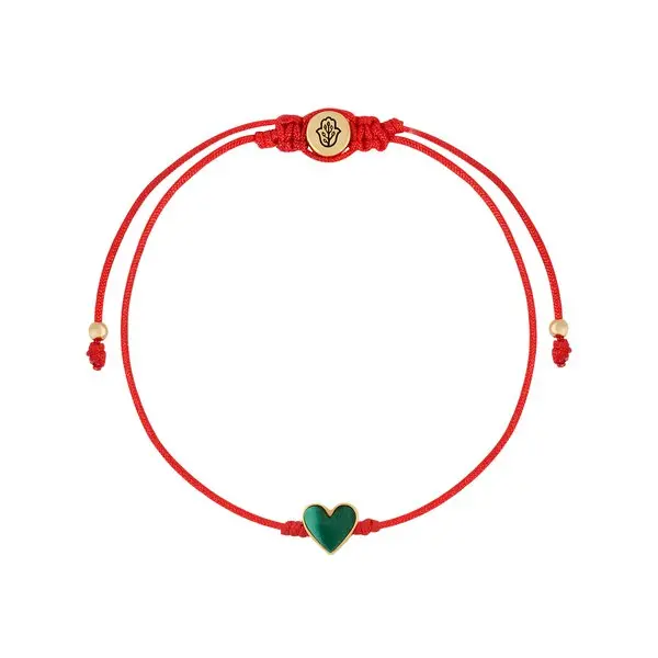 KARMA AND LUCK Green / Red Lucky In Love Malachite Red String Bracelet - Green/red