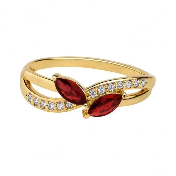 BELINDA JEWELZ Gold / Red Garnet Marquise Bypass Birthstone Ring - Gold/red