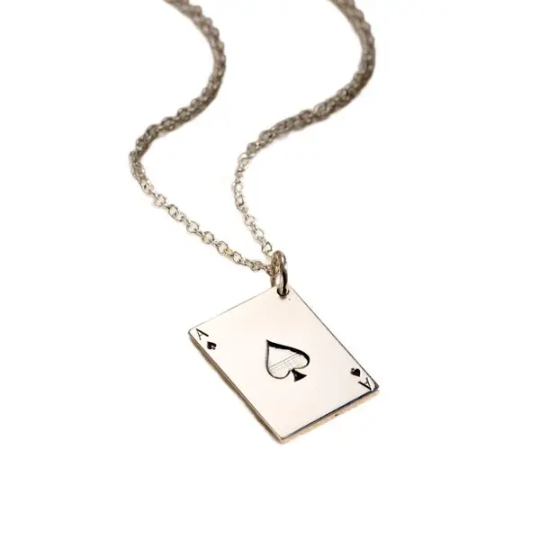 POSH TOTTY DESIGNS Sterling Ace Of Spades Playing Card Charm Necklace - Silver