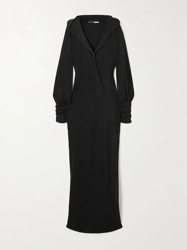 ROTATE BY BIRGER CHRISTENSEN Net Sustain Deviana Hooded Stretch Recycled-jersey Maxi Dress - Black