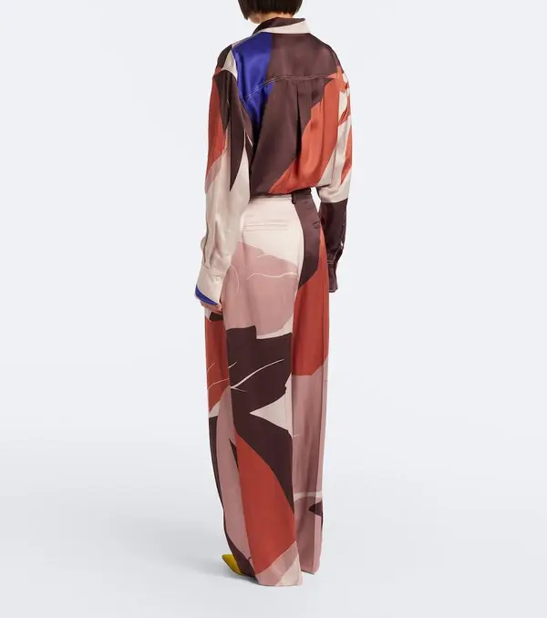 Victoria Beckham Printed Satin Wide-leg Pants
