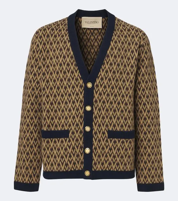Valentino Garavani Toute La V Jacquard Virgin Wool Cardigan - Multicoloured