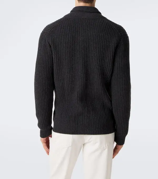 ALLUDE Ribbed-knit Wool And Cashmere Cardigan - Grey