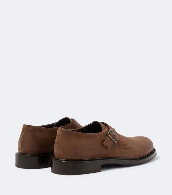 Brunello Cucinelli Monili Suede Monk Strap Shoes