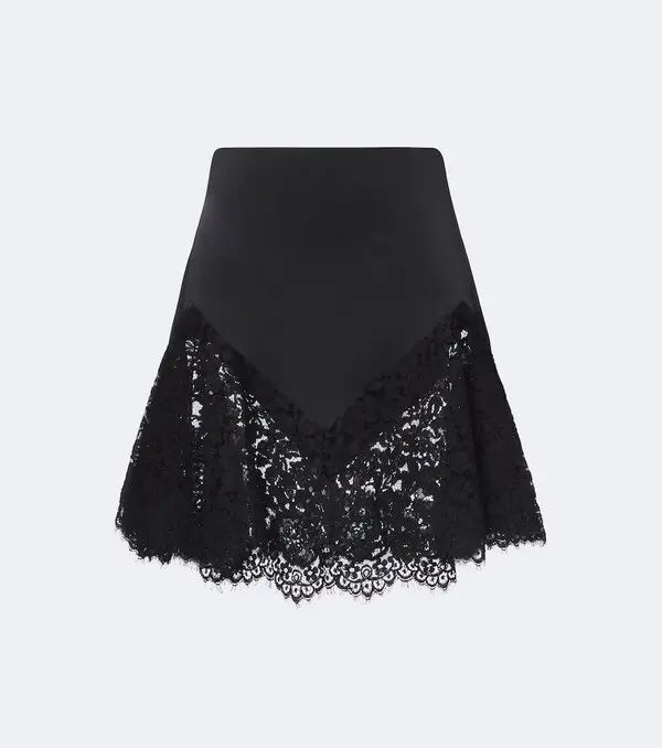 Stella McCartney Asymmetric Lace-trimmed Satin Mini Skirt