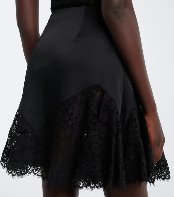 Stella McCartney Asymmetric Lace-trimmed Satin Mini Skirt