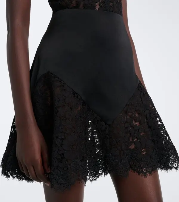 Stella McCartney Asymmetric Lace-trimmed Satin Mini Skirt