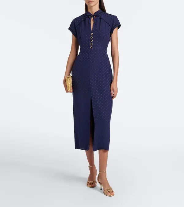 Alessandra Rich Silk Jacquard Midi Dress