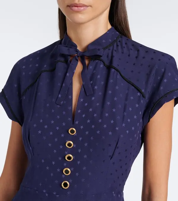 Alessandra Rich Silk Jacquard Midi Dress