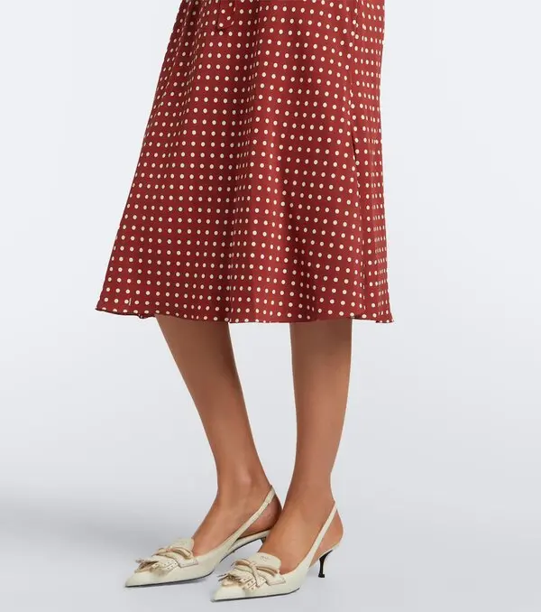 Prada Polka-dot Ruffled Silk Midi Dress - Brown