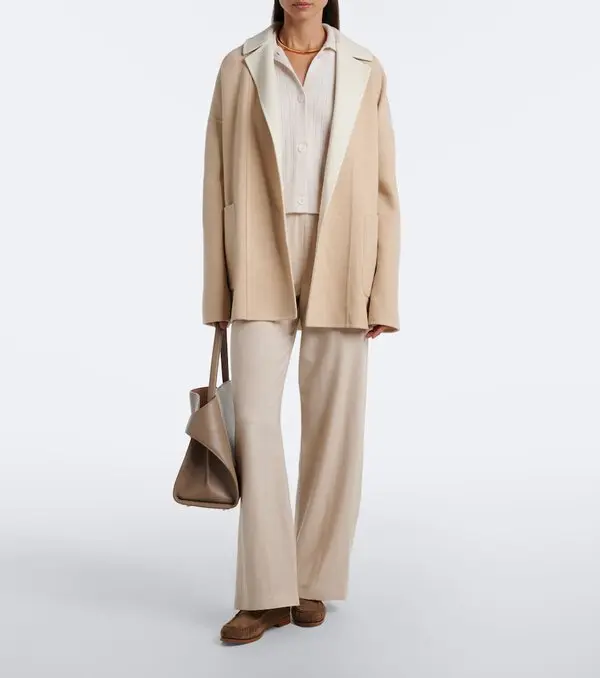 Eleventy Wool And Cashmere Wide-leg Pants