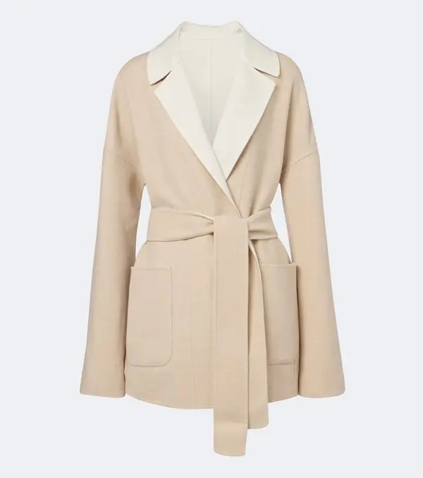Eleventy Reversible Wool Wrap Coat - Beige