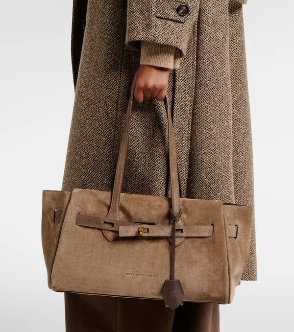Brunello Cucinelli Medium Suede Shoulder Bag