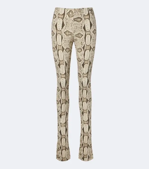 Gucci Snake-print Skinny Pants - Beige