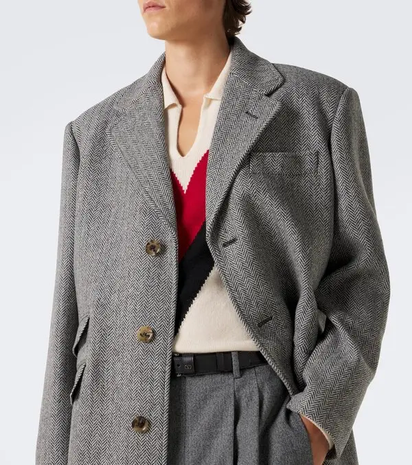 Valentino Garavani Herringbone Virgin Wool Coat