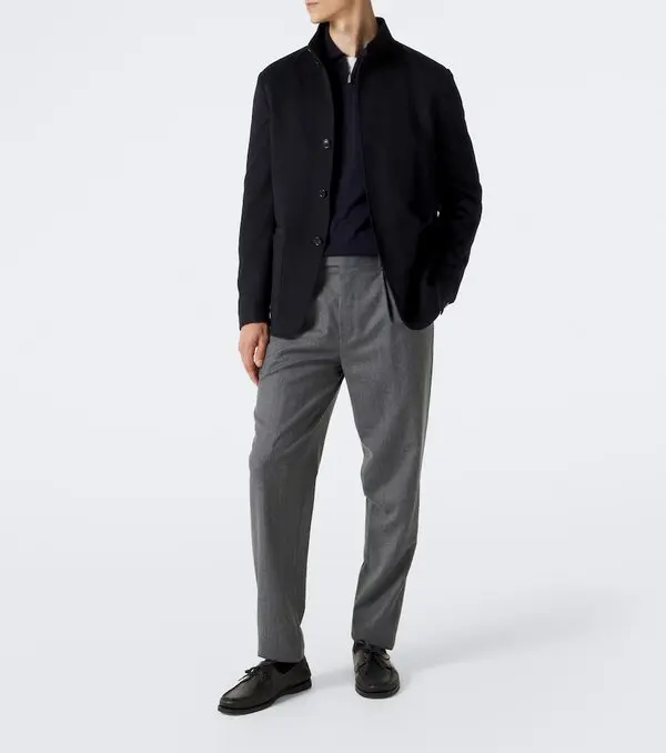 LARDINI Wool, Silk, And Cashmere Zip Polo Sweater - Blue