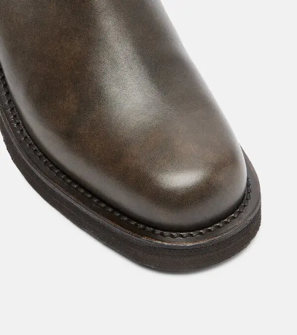 Brunello Cucinelli Monili Leather Knee-high Boots