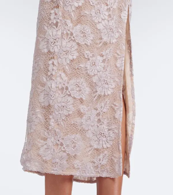 Alessandra Rich Sequined Lace Slip Gown - Grey