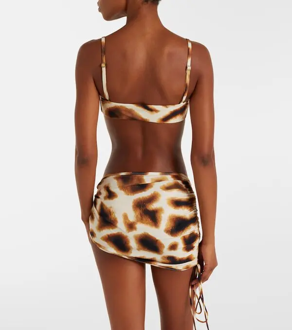 Christopher Esber Leopard-print Ruched Bikini Top