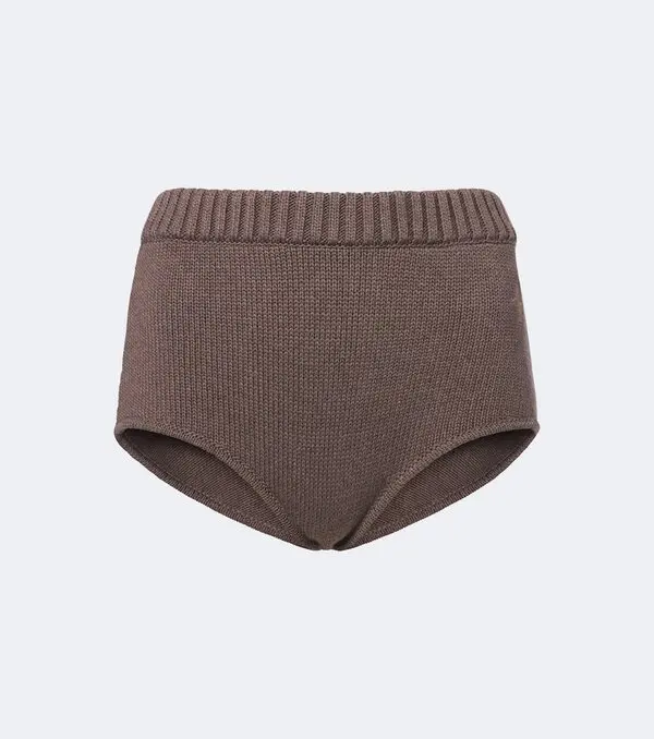 Magda Butrym Ribbed-knit Cotton Shorts - Brown