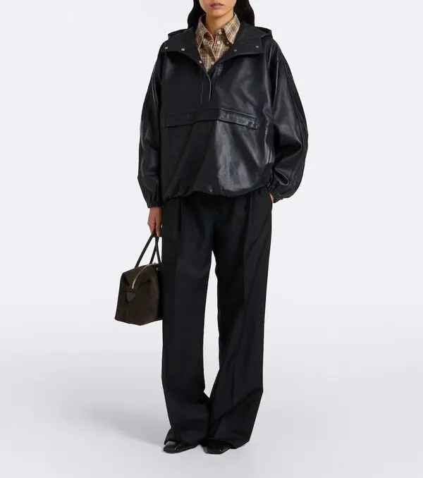 RÓHE Hooded Oversized Leather Jacket