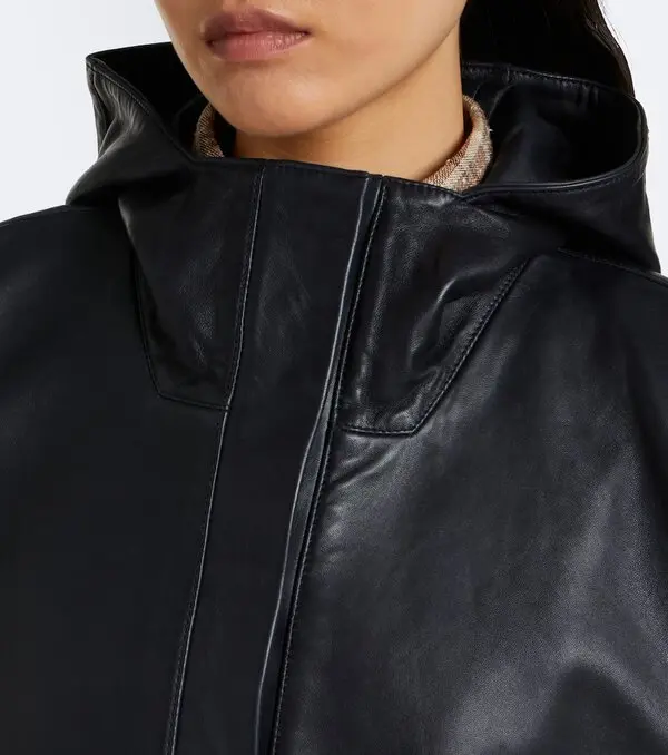 RÓHE Hooded Oversized Leather Jacket