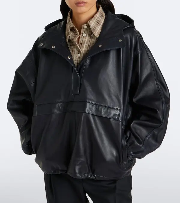 RÓHE Hooded Oversized Leather Jacket