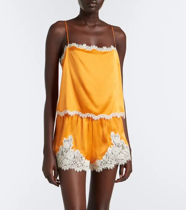 DÔEN Loure Lace-trimmed Silk Camisole - Orange
