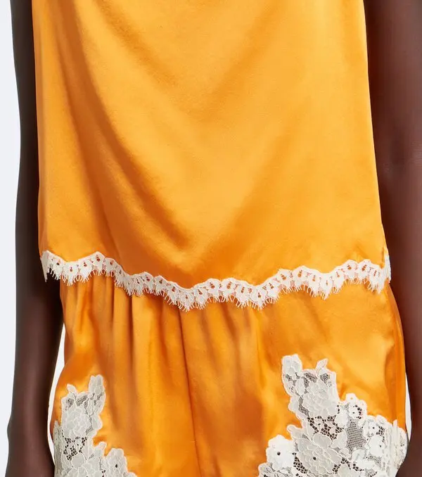 DÔEN Loure Lace-trimmed Silk Camisole - Orange