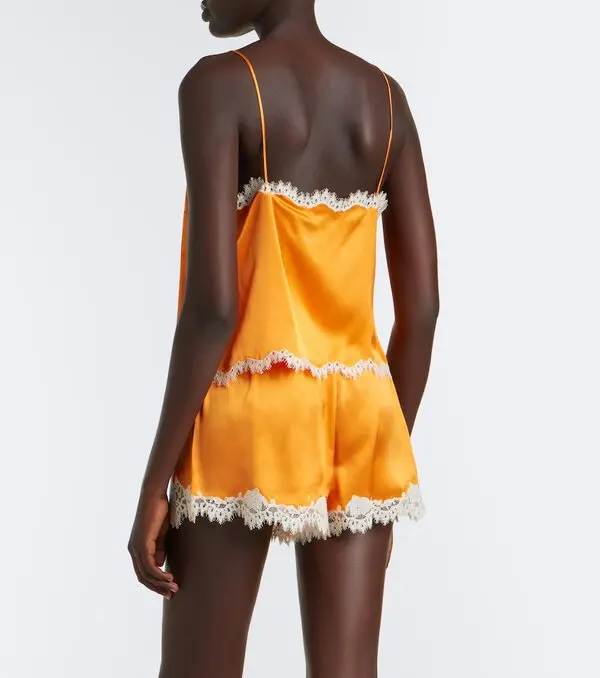 DÔEN Loure Lace-trimmed Silk Camisole - Orange