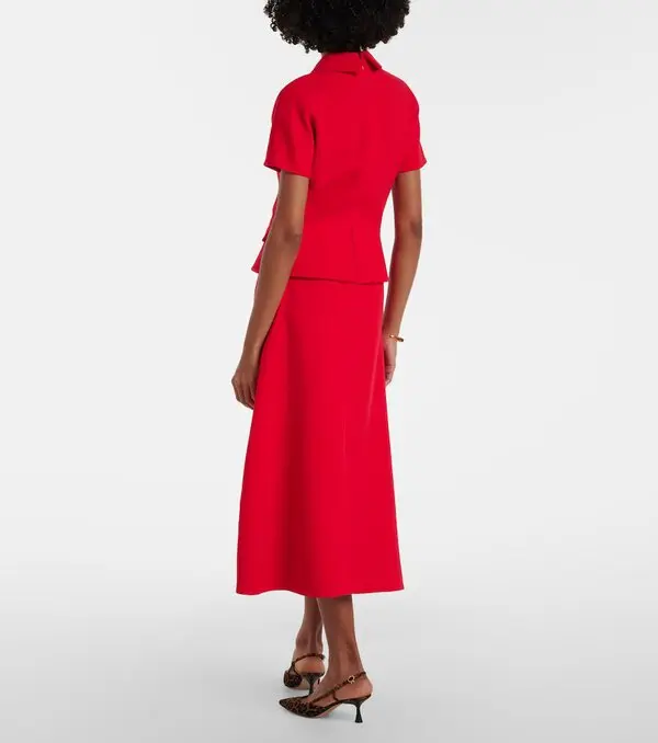 EMILIA WICKSTEAD Wool Crepe Midi Dress - Red