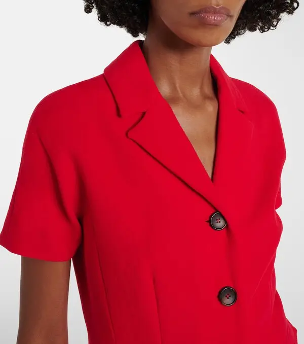 EMILIA WICKSTEAD Wool Crepe Midi Dress - Red