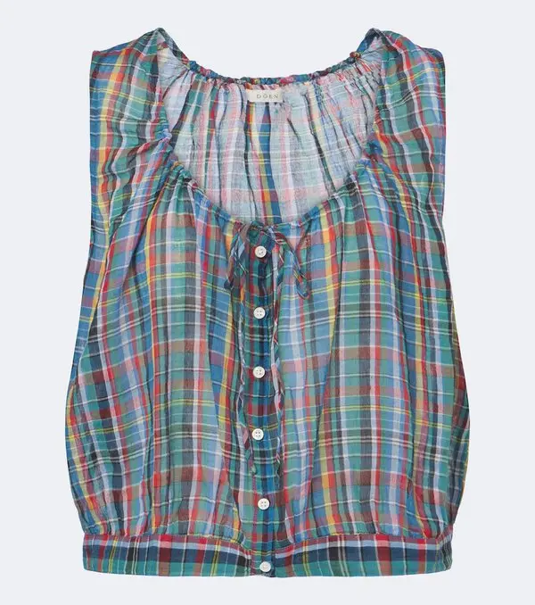 DÔEN Theo Plaid Cotton Crop Top - Multicoloured