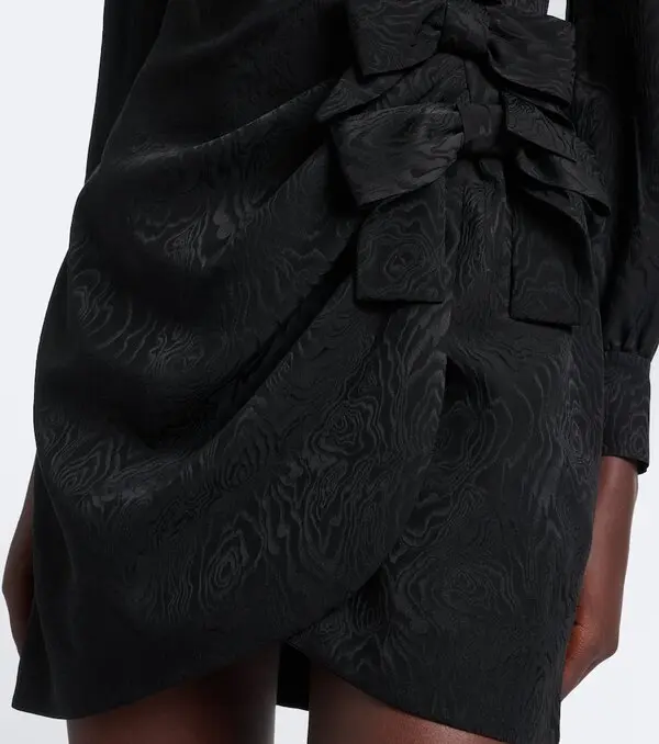 Alessandra Rich Bow-detail Ruffled Silk Moire Minidress