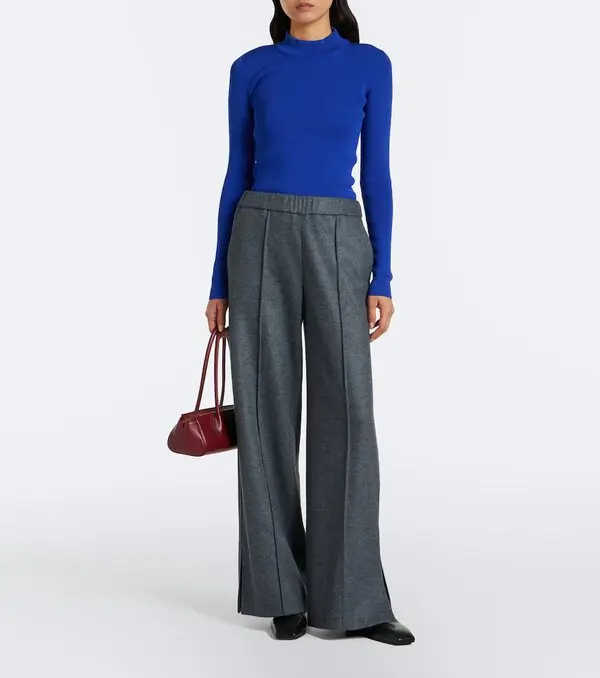 JIL SANDER Wool Wide-leg Pants - Grey