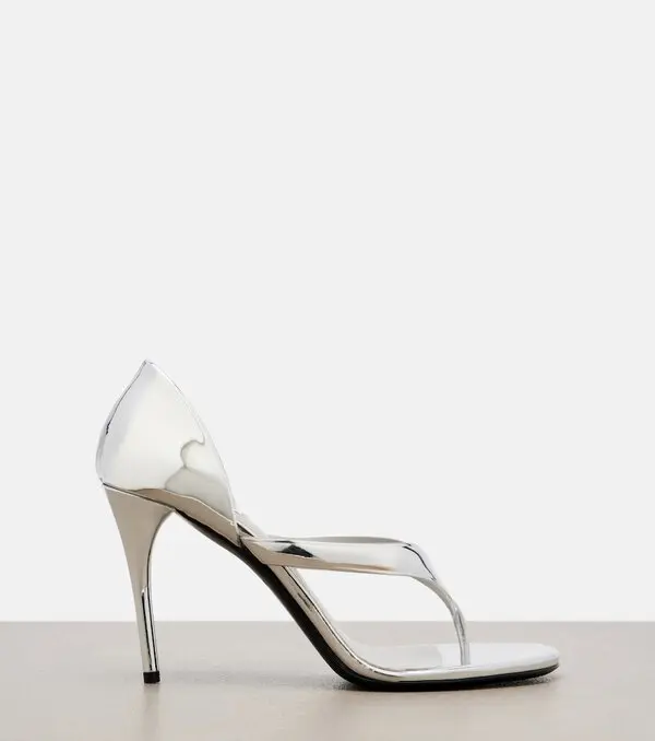 Alaïa Infradito Mirrored Leather Thong Sandals