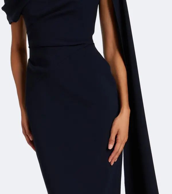 ROKSANDA Maite Caped Crepe Midi Dress - Blue