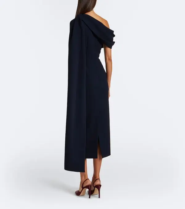ROKSANDA Maite Caped Crepe Midi Dress - Blue