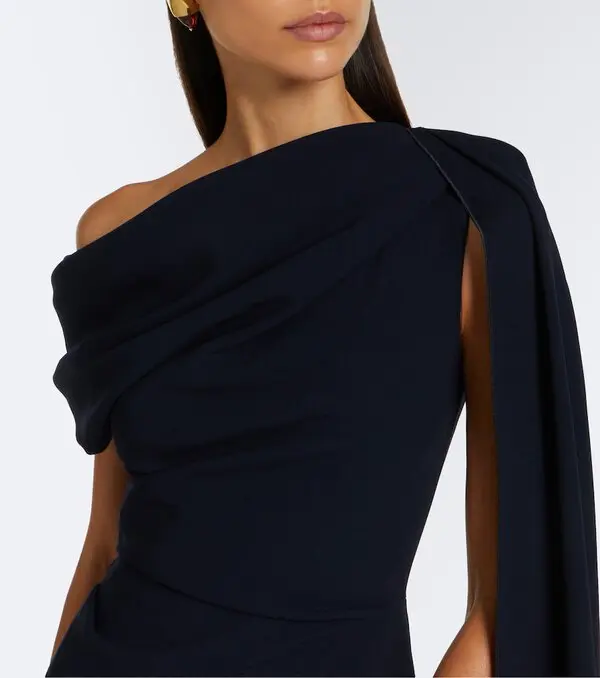 ROKSANDA Maite Caped Crepe Midi Dress - Blue