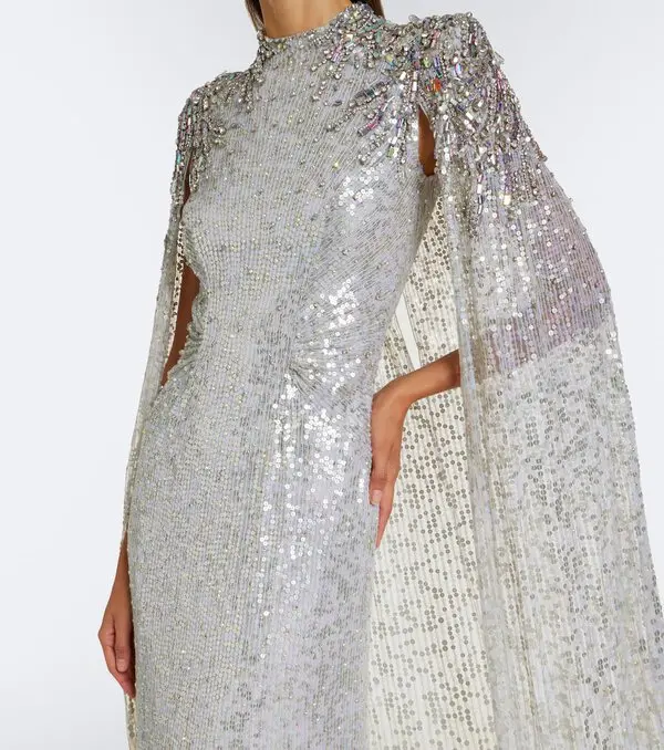 Jenny Packham Embellished Cape Gown